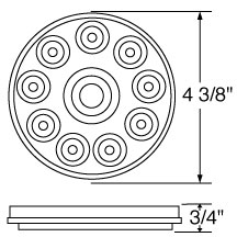 10 Red Led, 4 inch Round S/T/T light, Clear Lens | 38772